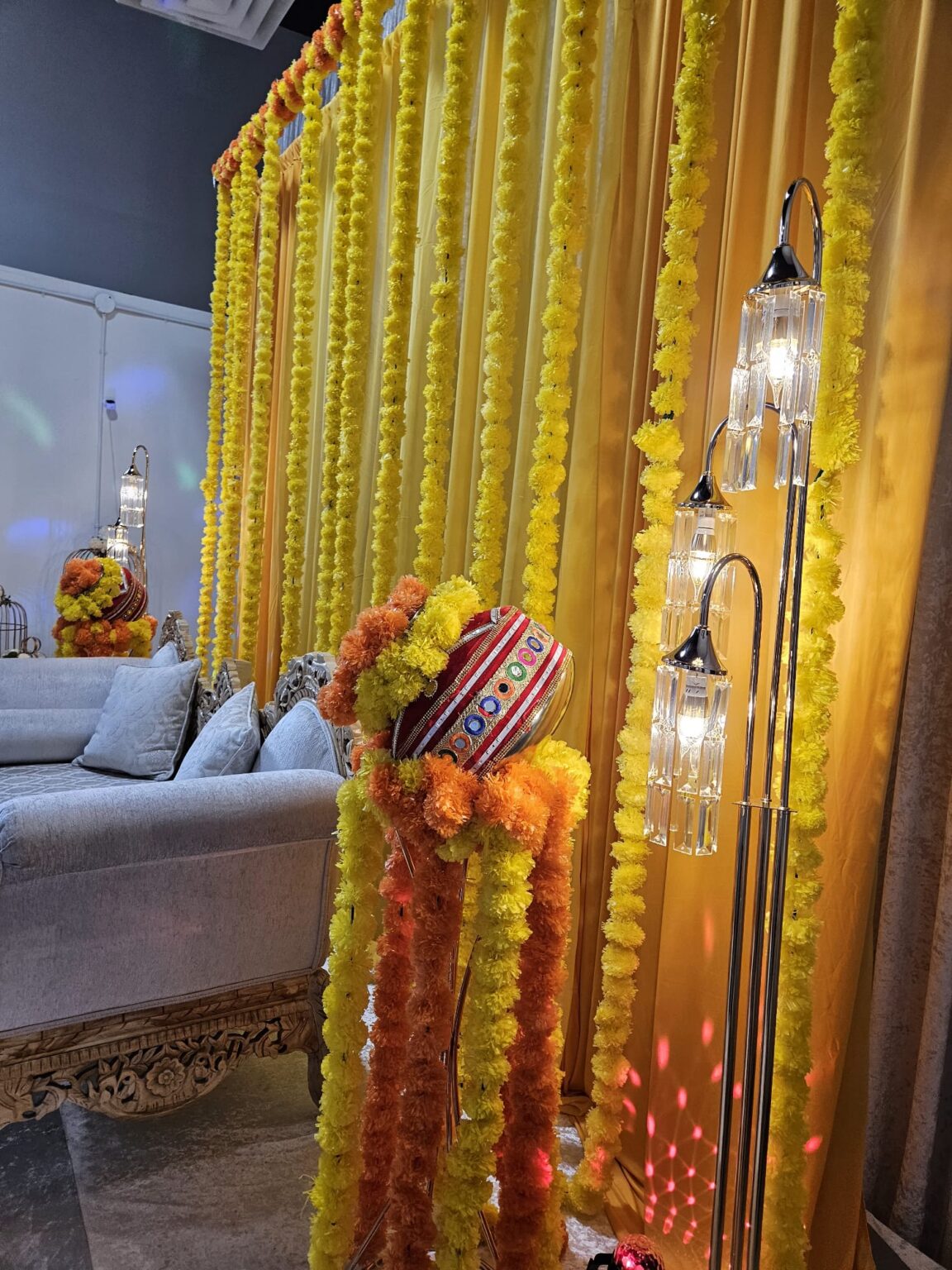 Celebrate Your Dholki Ceremony with Vibrant Yellow & Orange Decor at ...